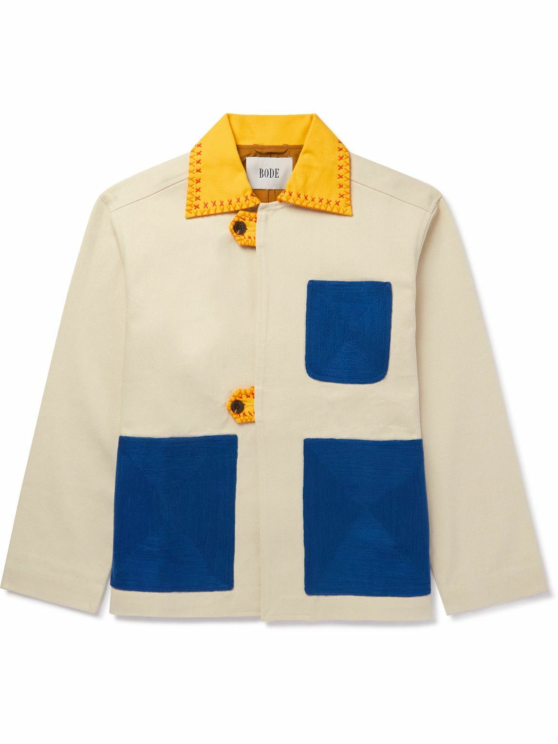 BODE - Patchwork Cotton-Twill Overshirt - Neutrals Bode