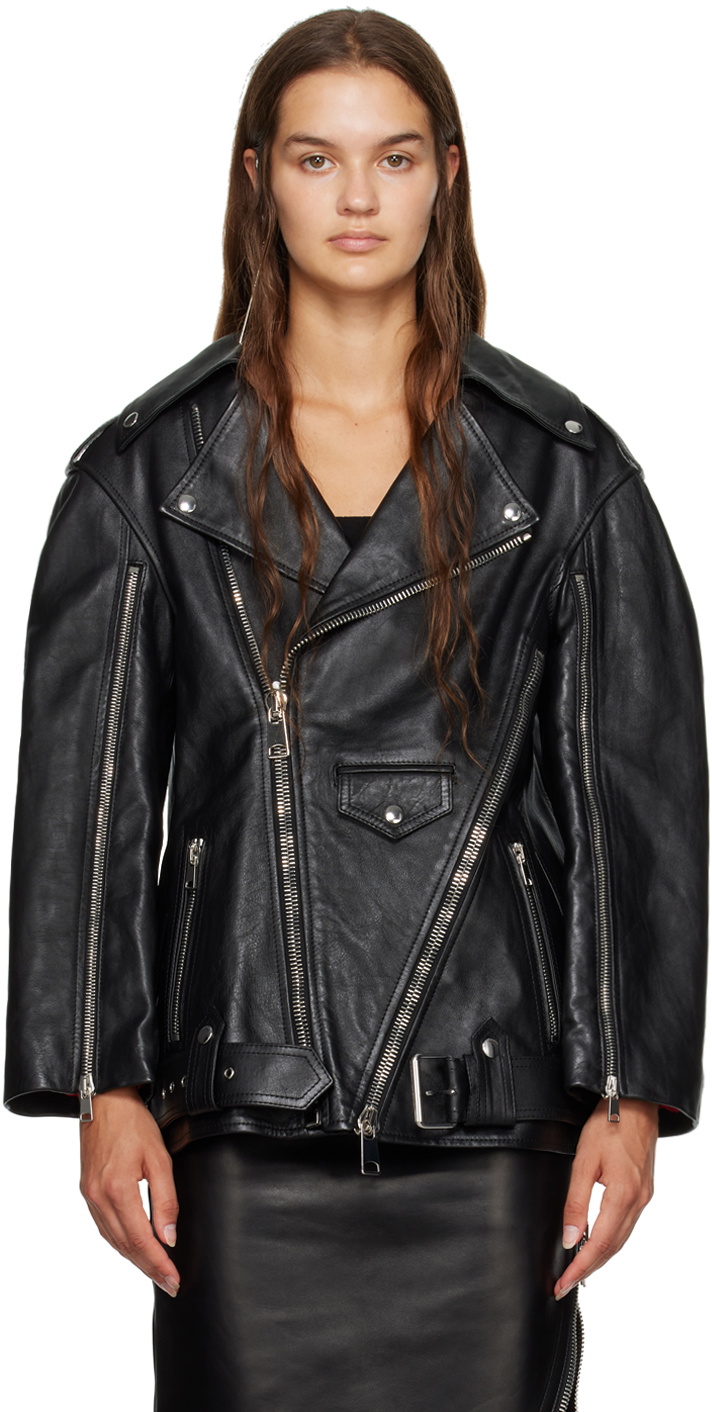 Alexander McQueen Black Zip Leather Jacket Alexander McQueen
