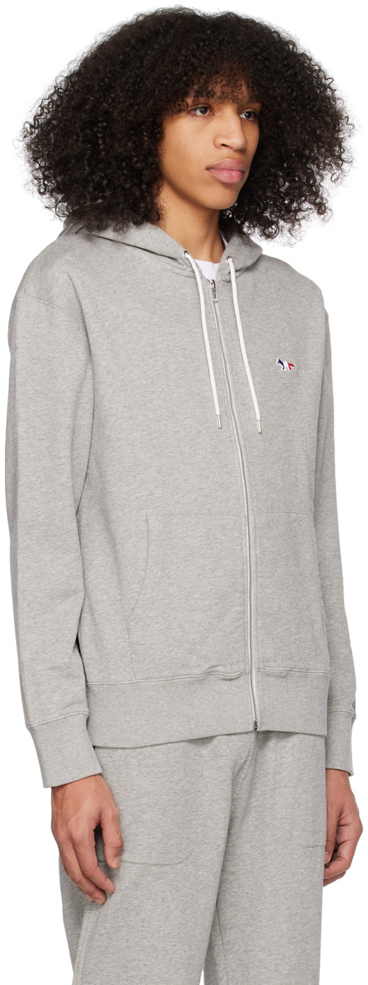 Maison Kitsuné Gray Tricolor Fox Hoodie Maison Kitsune