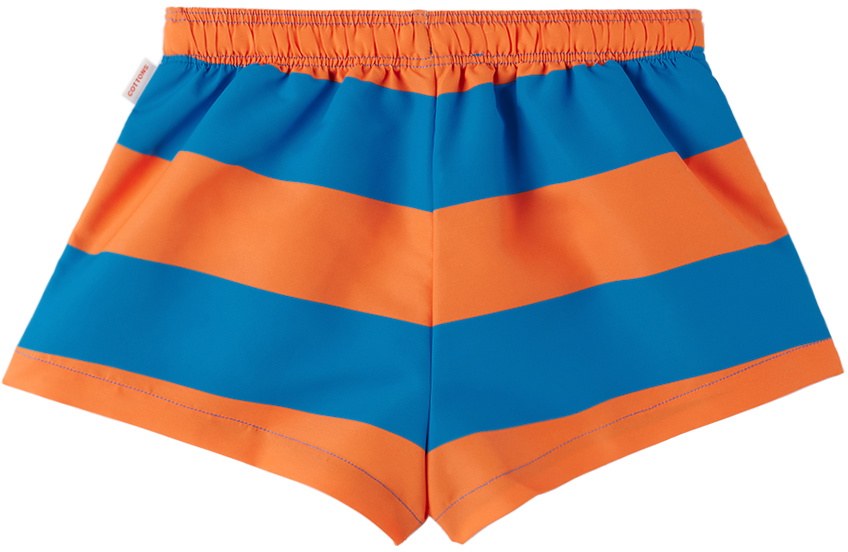 TINYCOTTONS Kids Orange & Blue Stripes Swim Shorts TINYCOTTONS