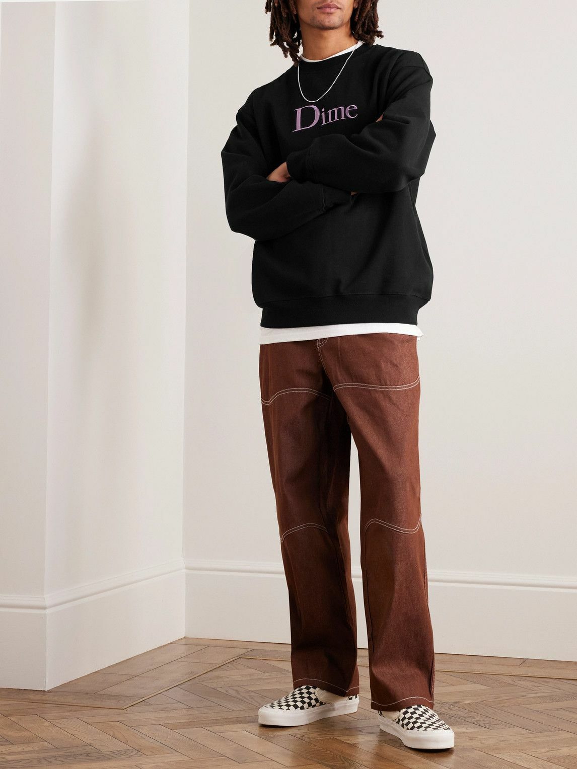 DIME - Classic Logo-Embroidered Cotton-Jersey Sweatshirt - Black Dime