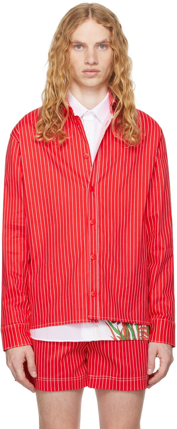 Adam Jones Red Pin Stripe Shirt