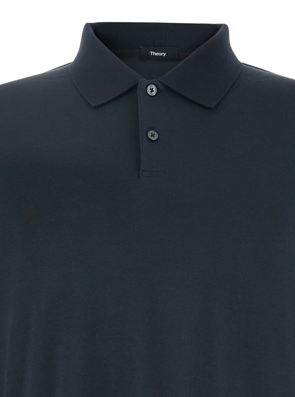 Theory goris Blue Polo Shirt With Classic Collar And Long Sleeves In Tech Fabric Stretch Man Theory