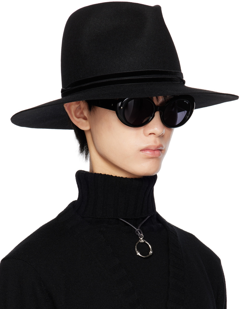 TAKAHIROMIYASHITA TheSoloist. Black Nobled Velvet Ribbon Fedora ...