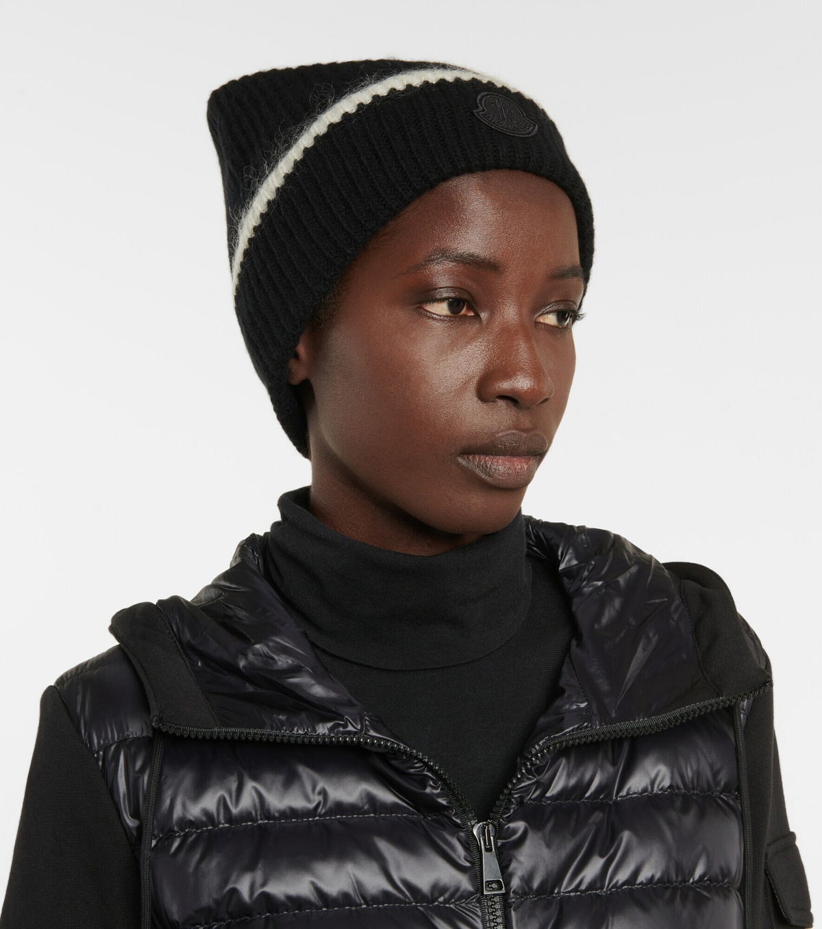 Moncler - Logo-patch mohair-blend beanie Moncler