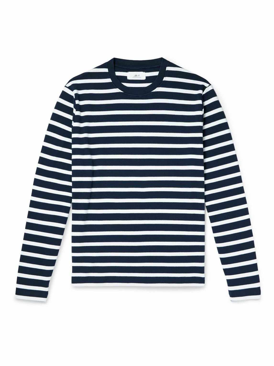 Mr P. - Striped Organic Cotton-Jersey T-Shirt - Blue Mr P.