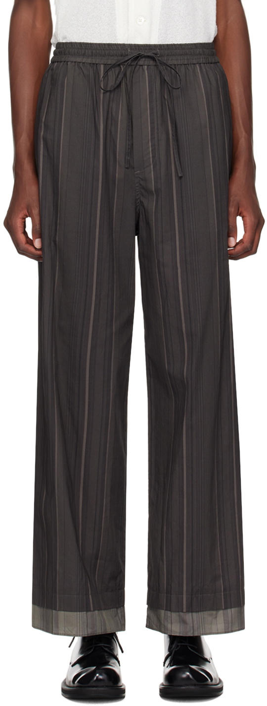 AMOMENTO Brown Stripe Drawstring Trousers AMOMENTO
