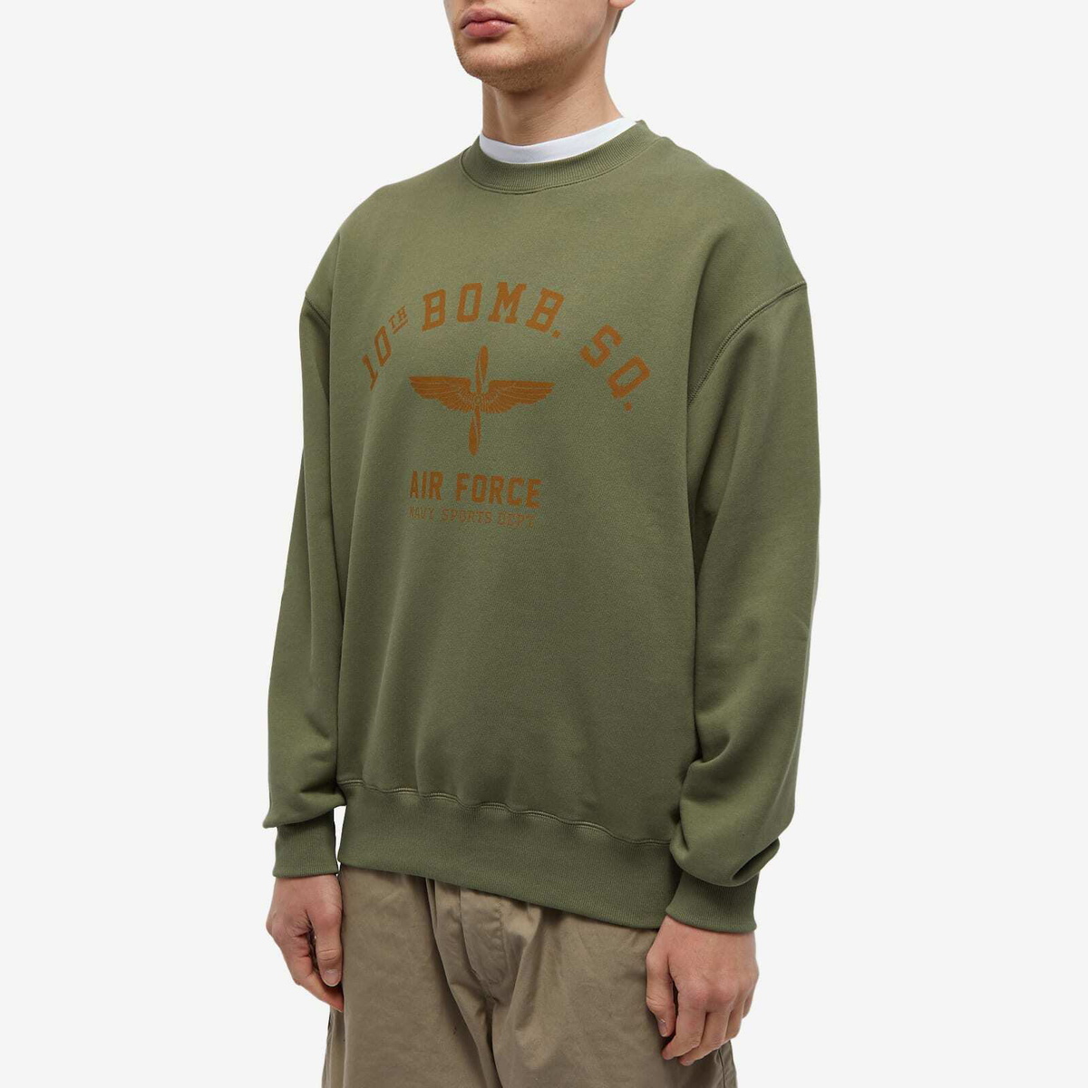 Uniform Bridge Men's 10th Air Force Crew Sweat in Olive Uniform Bridge