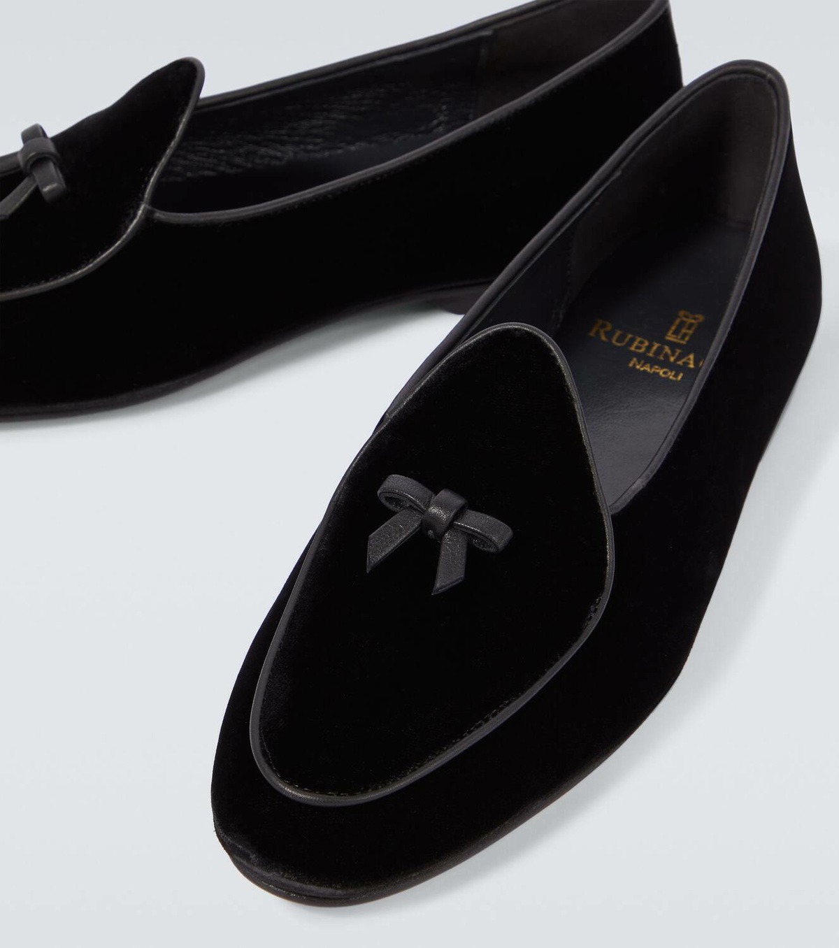 Rubinacci Marphy leather-trimmed velvet loafers Rubinacci