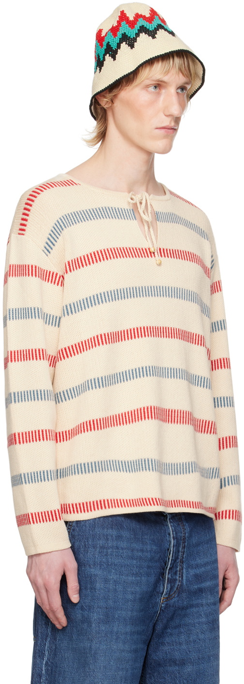 Bode Off-White Bay Stripe Sweater Bode