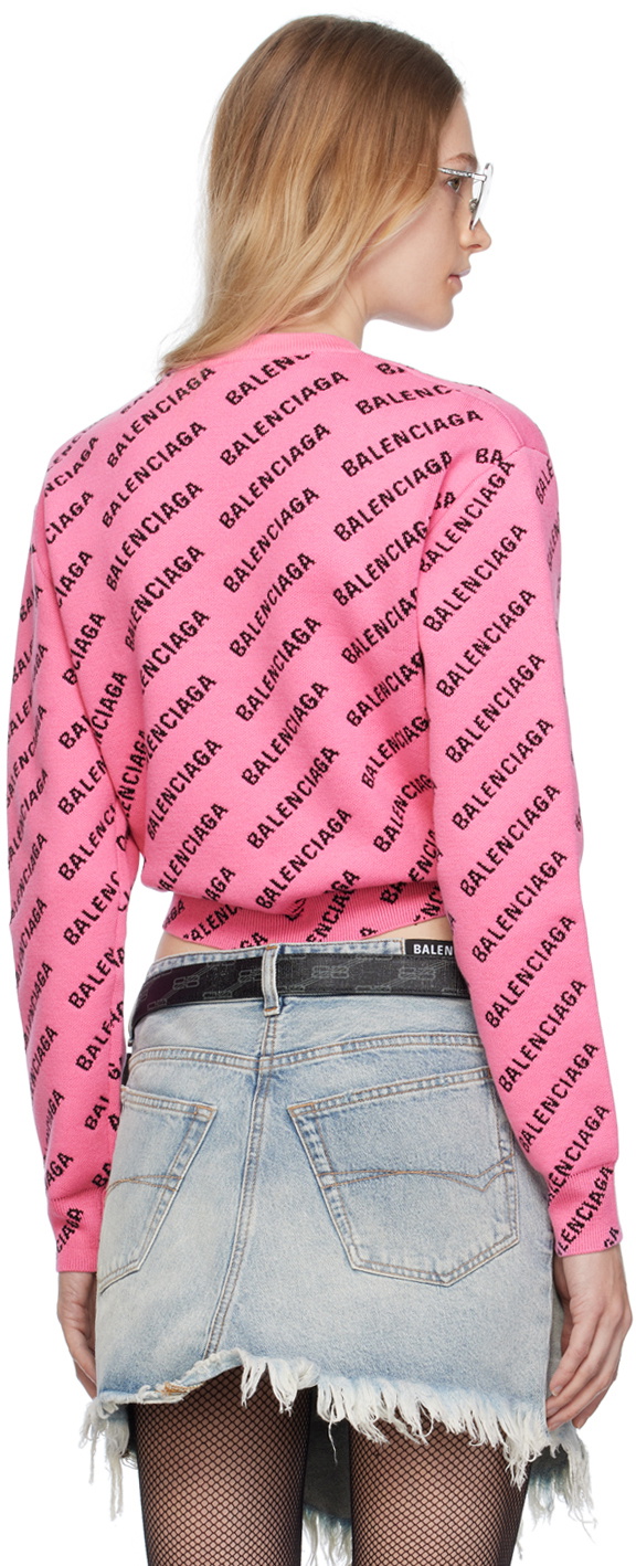 Balenciaga Pink Mini Allover Sweater Balenciaga