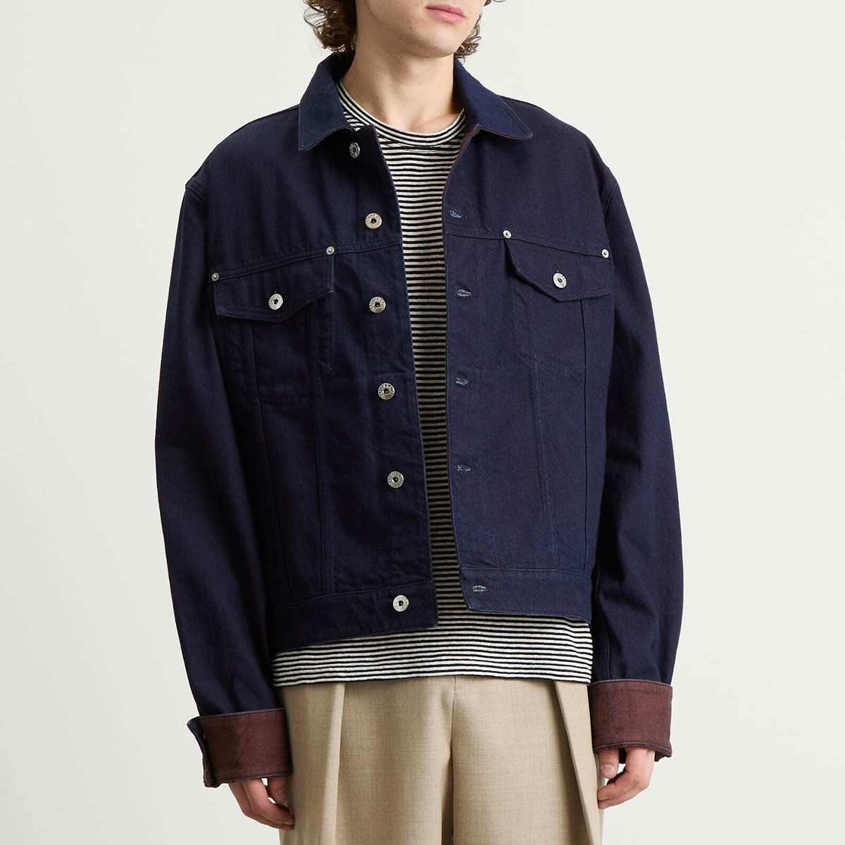 JW Anderson Men's Turn Up Cuff Jacket in Blue/Red JW Anderson