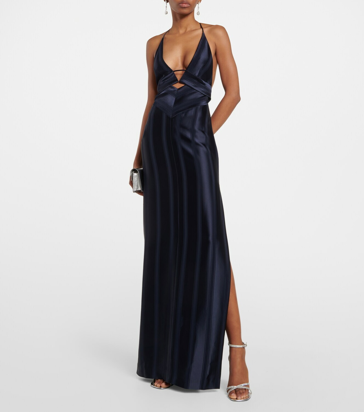 Galvan Prism striped satin maxi dress Galvan