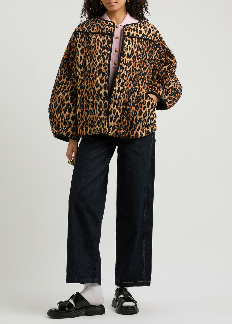 Damson Madder Macy Leopard-print Quilted Jacket Damson Madder