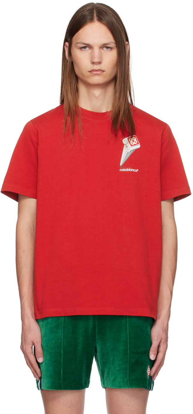 Casablanca Red Leaning Column T-Shirt Casablanca