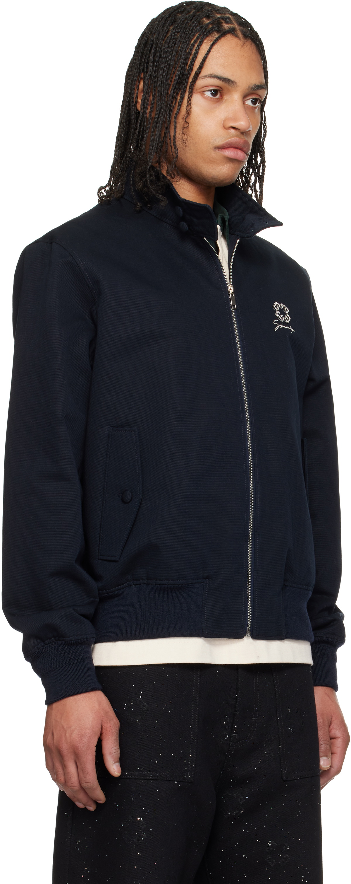 Givenchy Navy Monogram 72 Crystals Harrington Jacket Givenchy