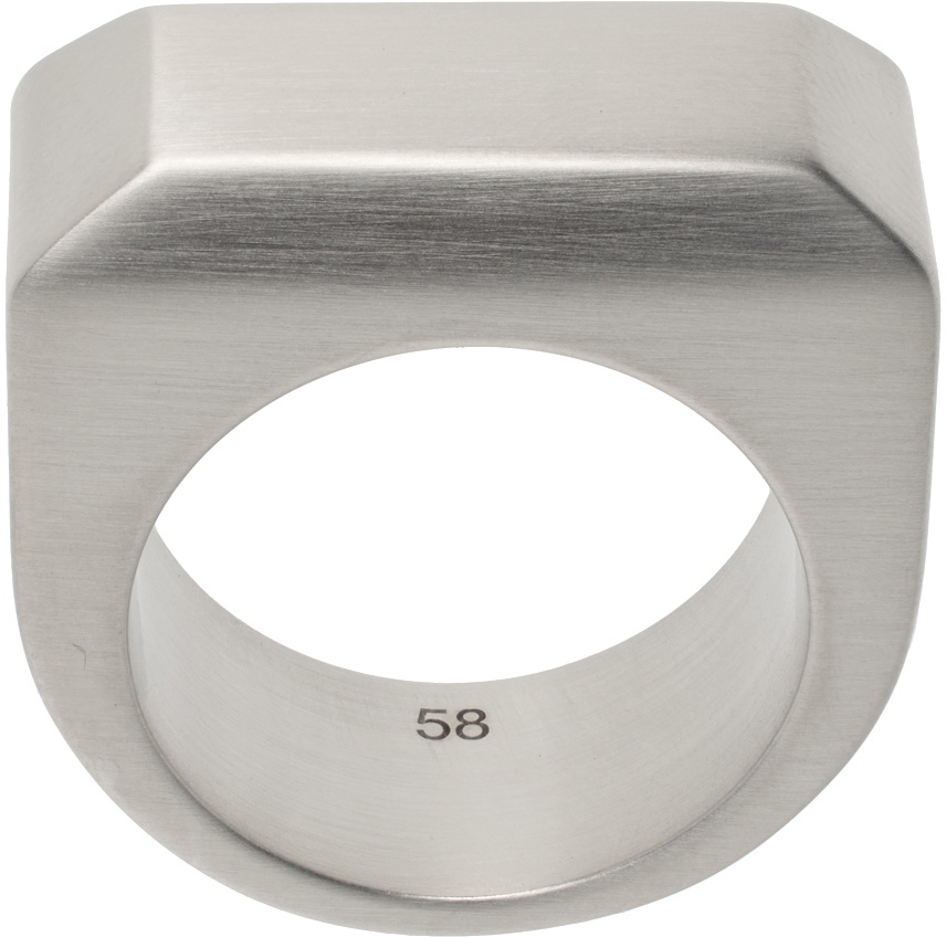 Rick Owens Silver Beveled Ring Rick Owens