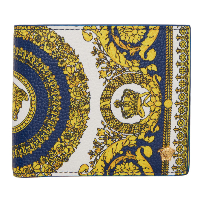 Versace White and Blue Heritage Bifold Wallet Versace