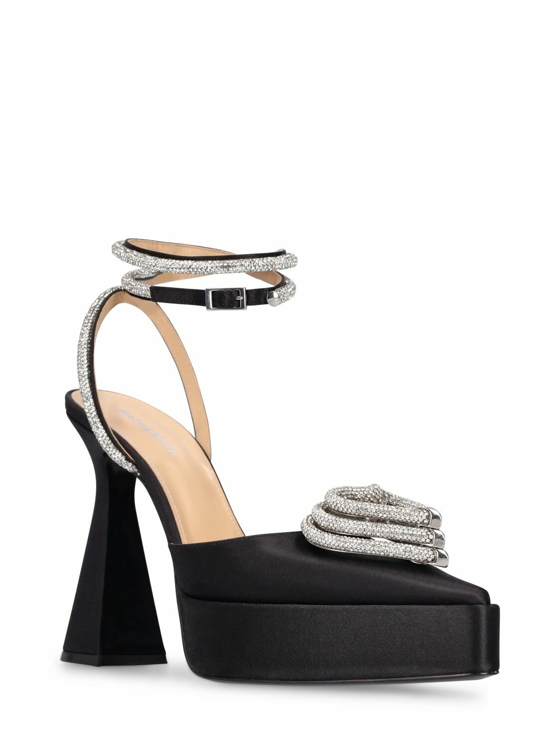 MACH & MACH - 140mm Triple Heart Satin Platforms MACH & MACH