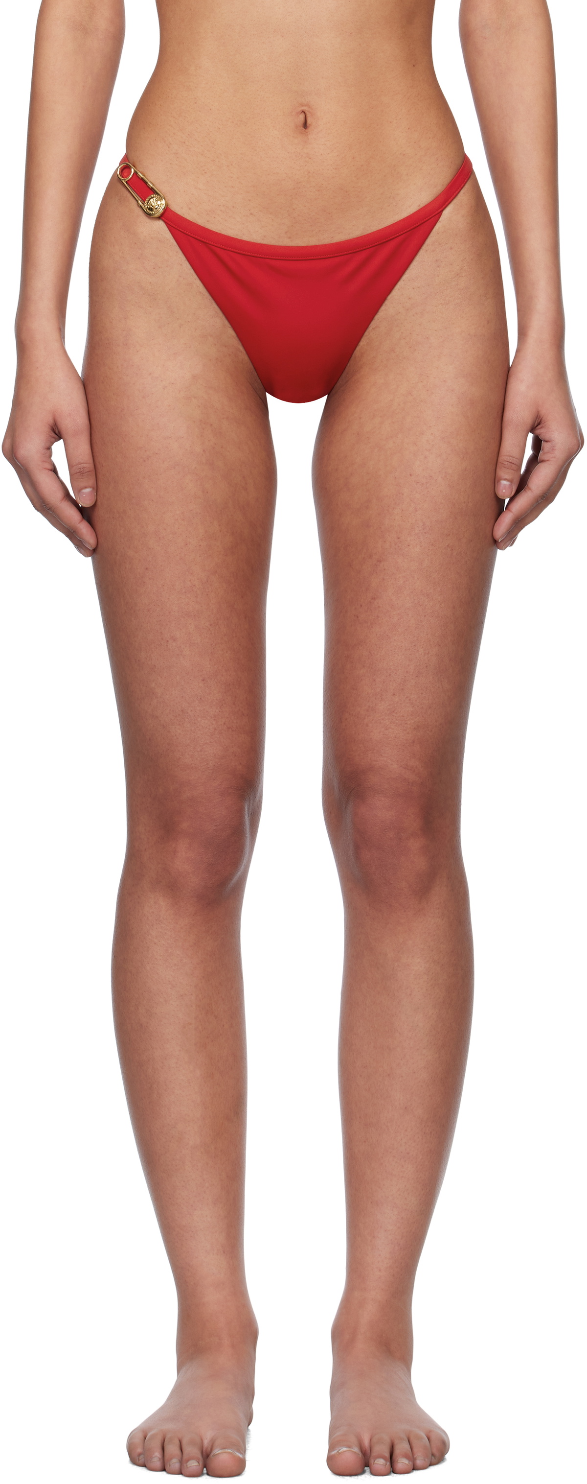 Versace Underwear Red Safety Pin Bikini Bottom Versace Underwear