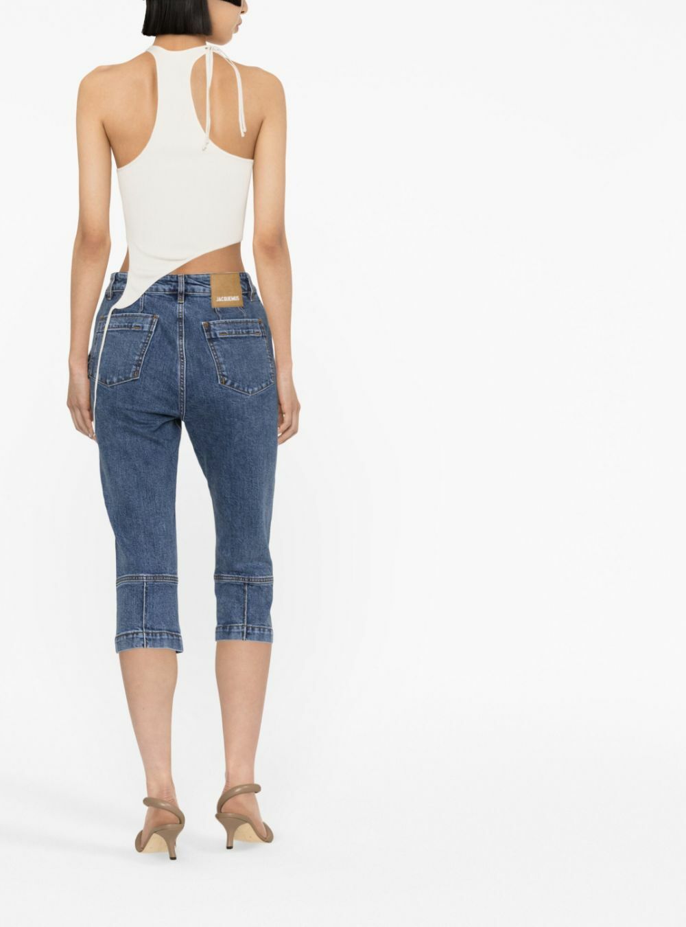 ANDREĀDAMO Neutral Ribbed Halterneck Crop Top ANDREADAMO