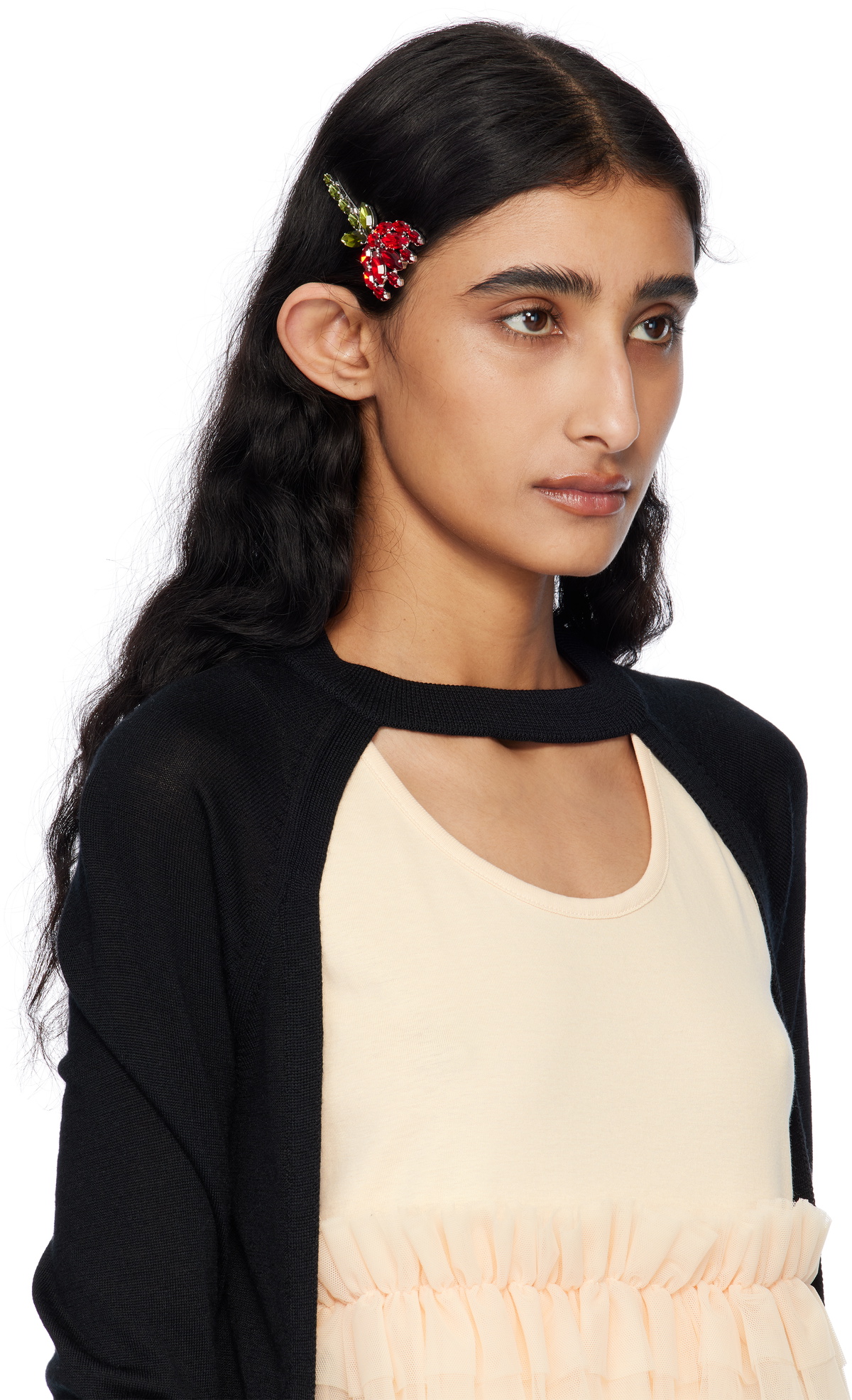 Simone Rocha Silver & Red Carnation Hair Clip Simone Rocha