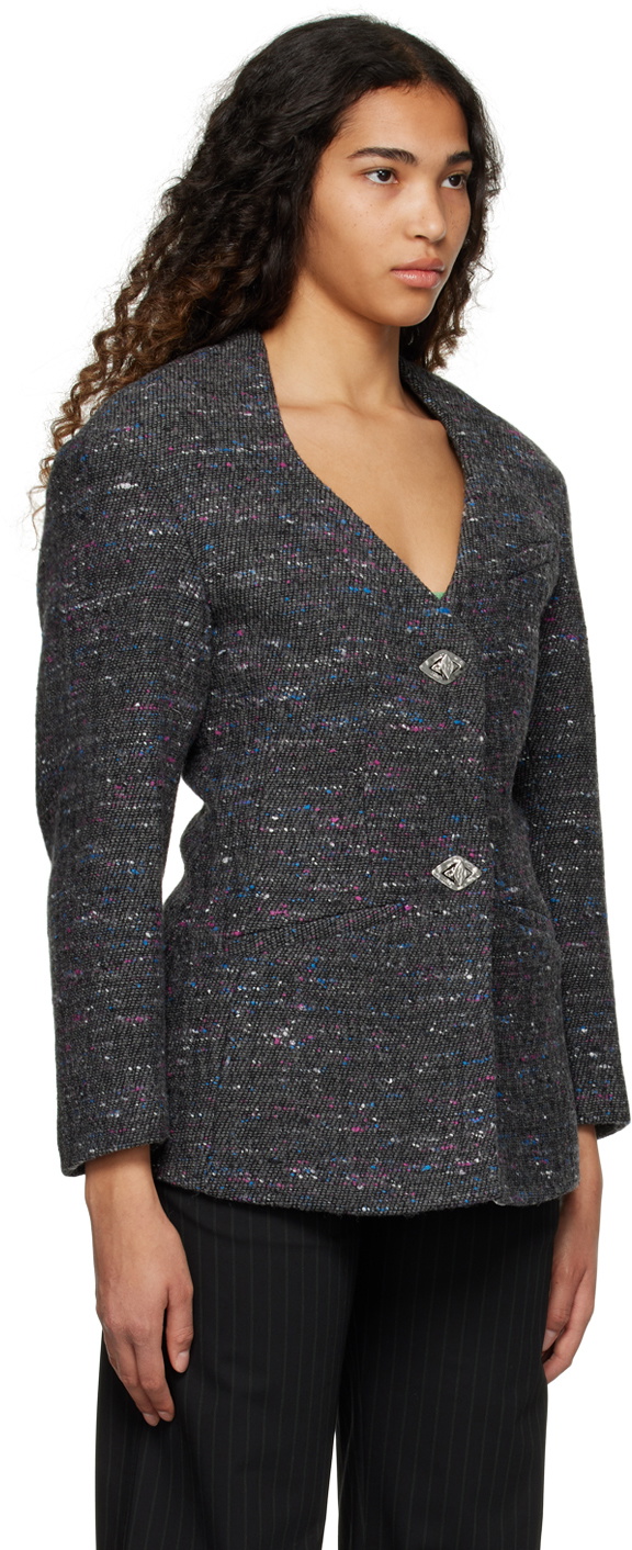 GANNI Gray Fitted Blazer GANNI