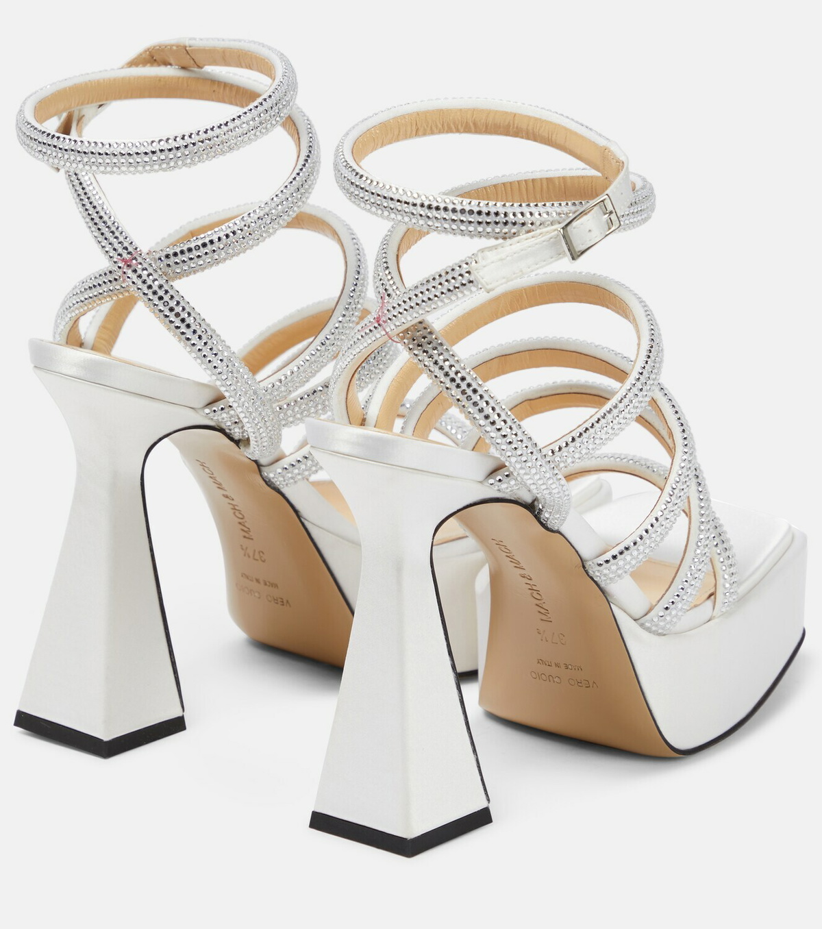Mach & Mach - Sydney embellished satin platform sandals MACH & MACH