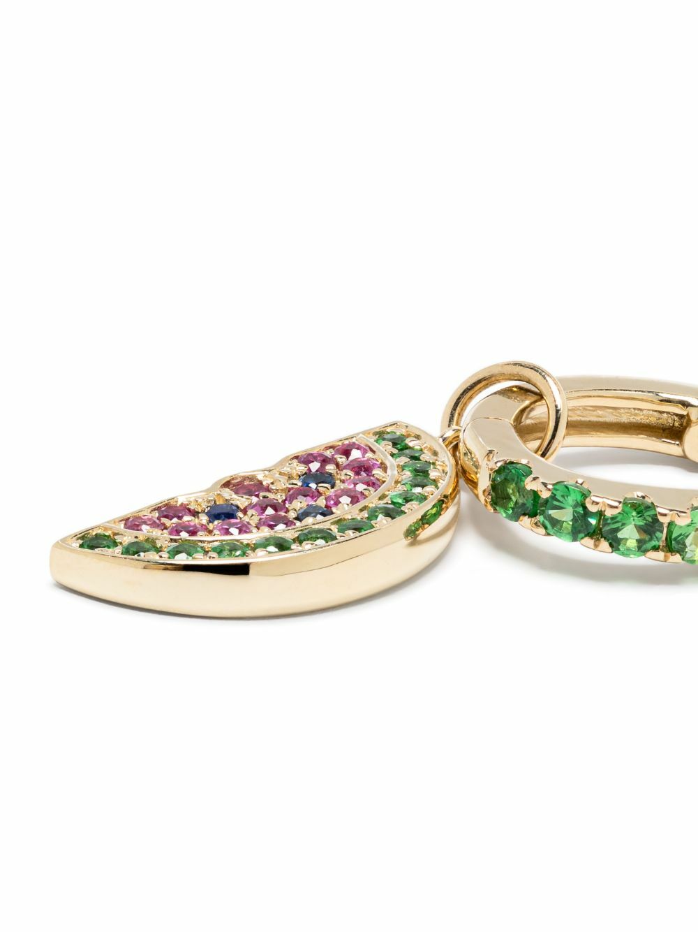 Roxanne First 14K Yellow Gold Sapphire And Ruby Watermelon Hoop Earring ...