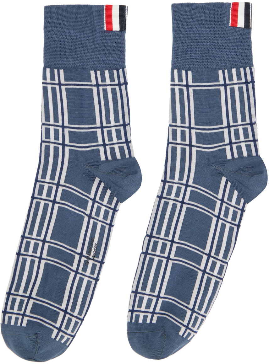 Thom Browne Blue Check Socks Thom Browne