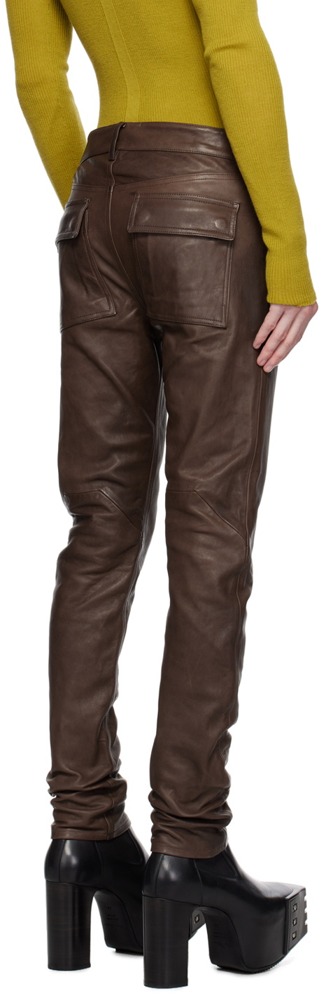 Rick Owens Brown Tyrone Leather Pants Rick Owens Rick Owens Brown Tyrone Leather Pants Rick Owens