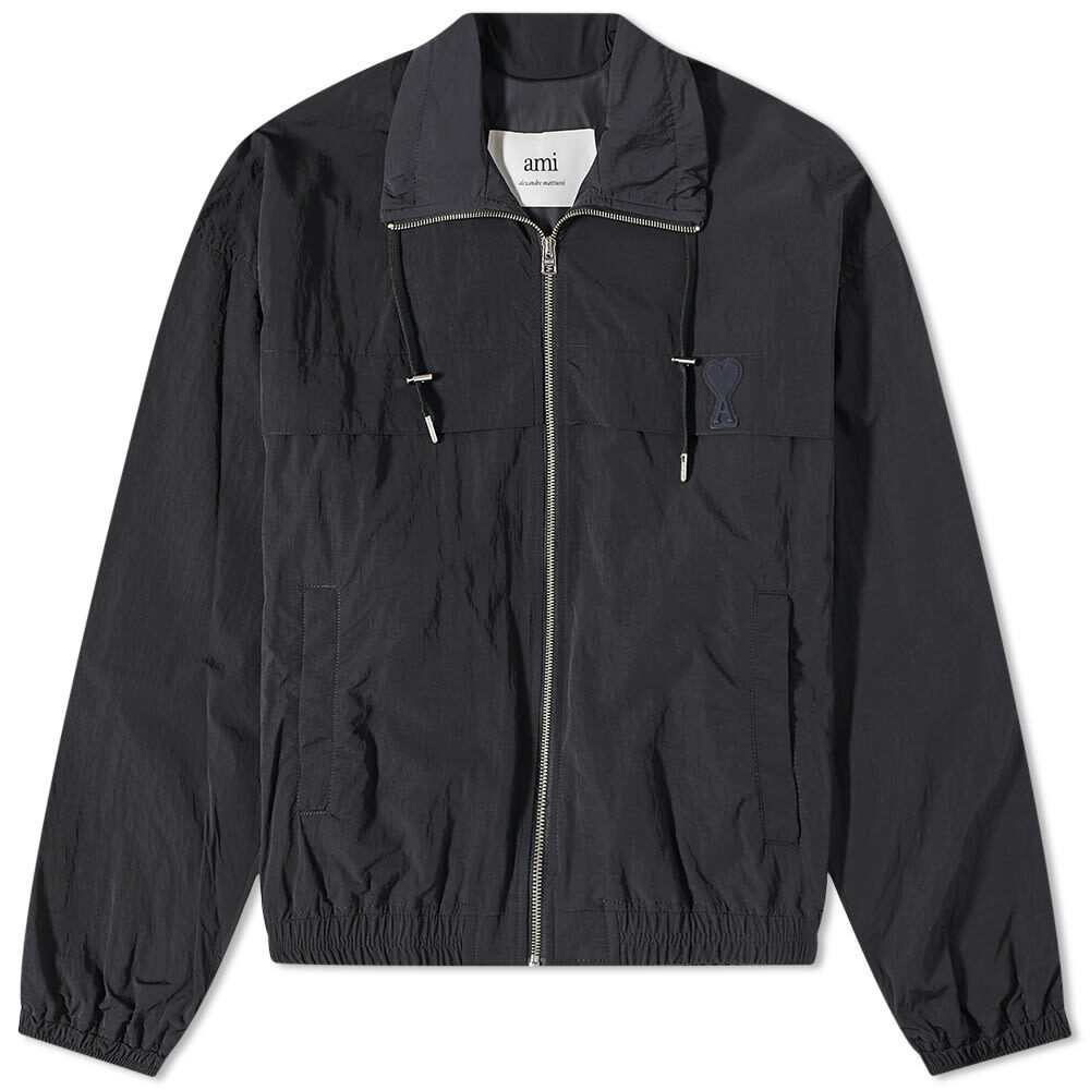 AMI Men's Heart Logo Zipped Jacket in Black AMI
