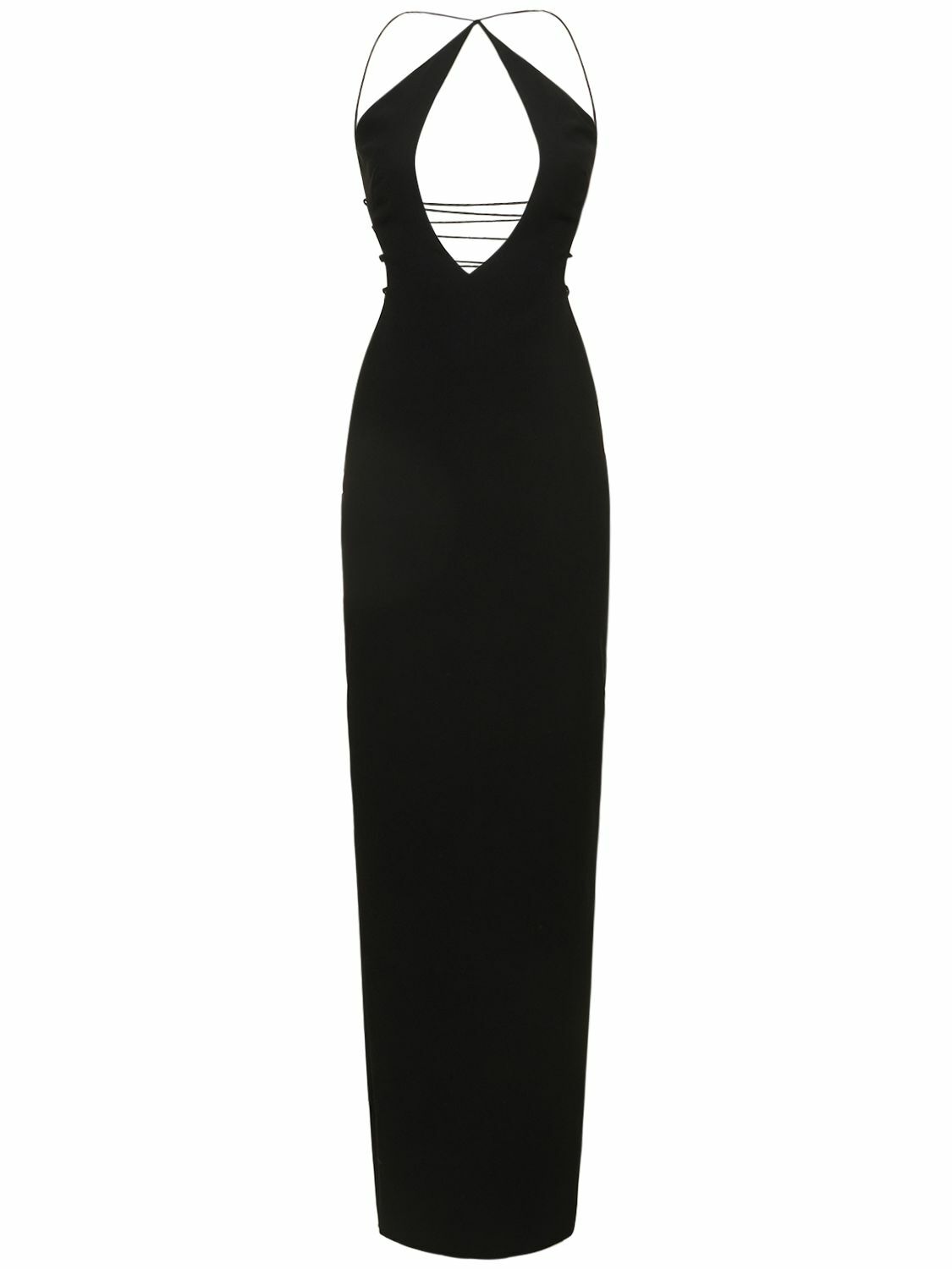 MÔNOT Cutout Crepe Halter Long Dress Monot