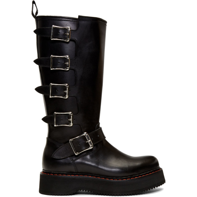R13 Black High Moto Boots R13