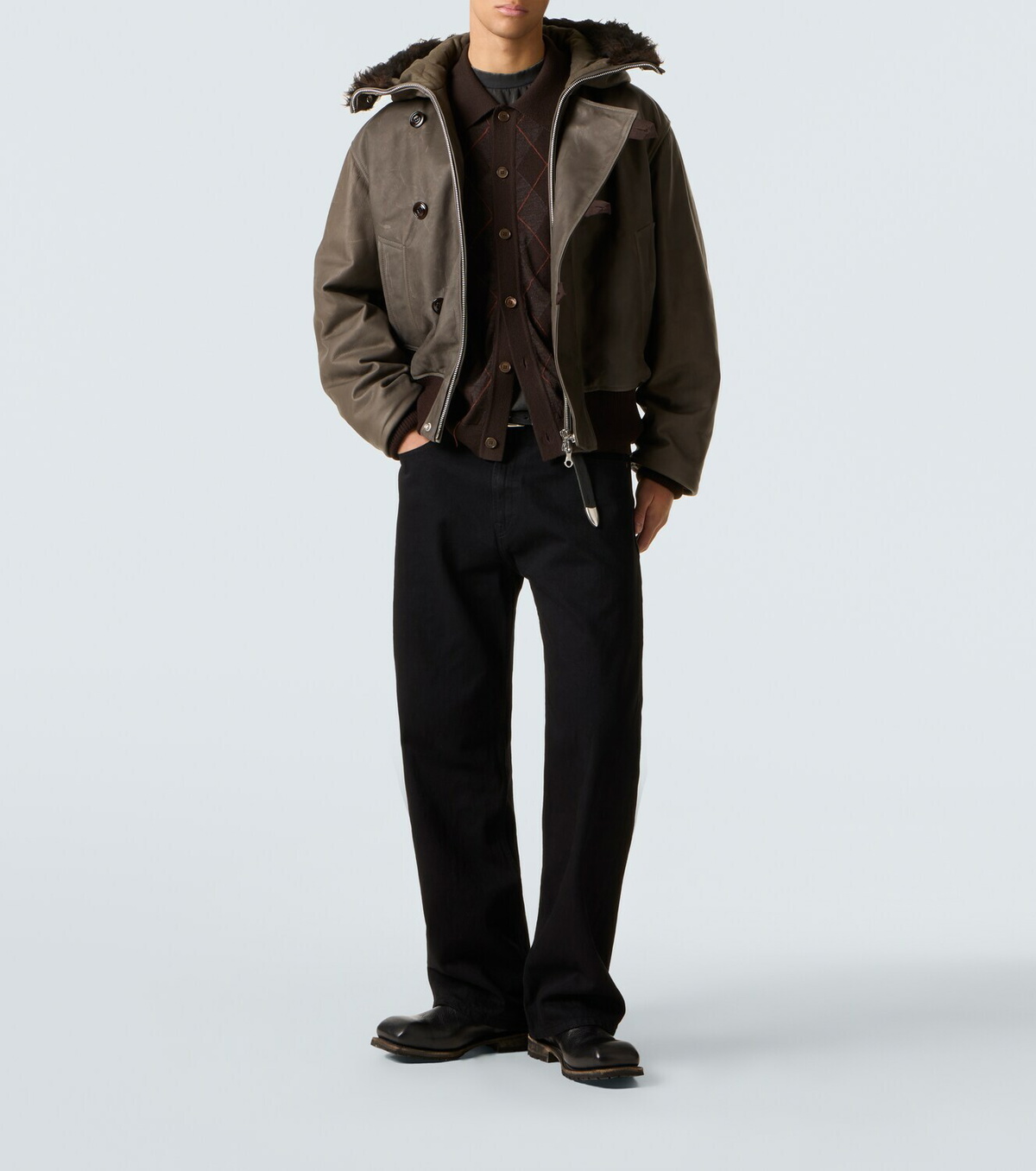 Our Legacy Compel shearling-trimmed leather jacket Our Legacy