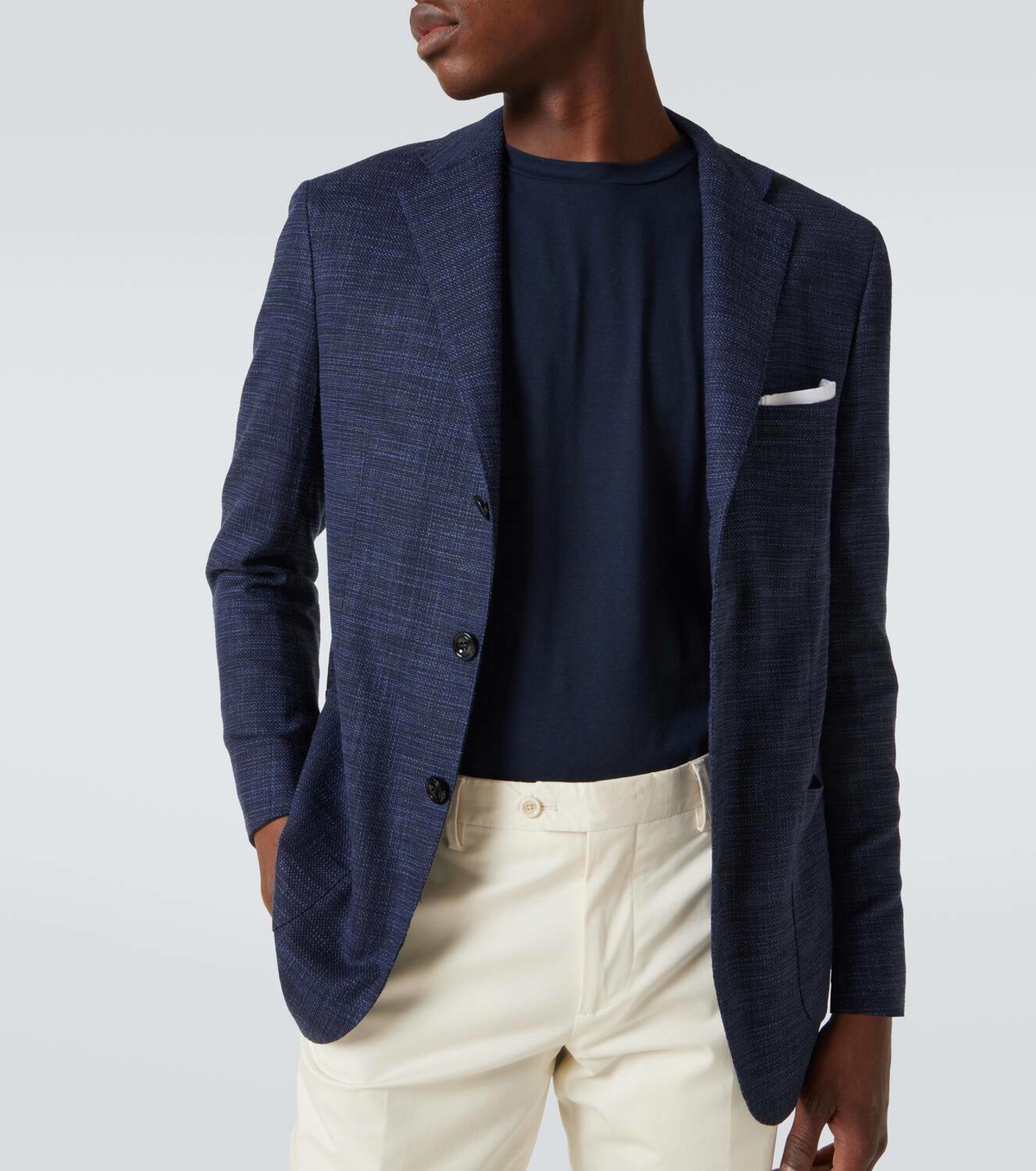 Kiton Wool, silk, and cotton-blend blazer Kiton
