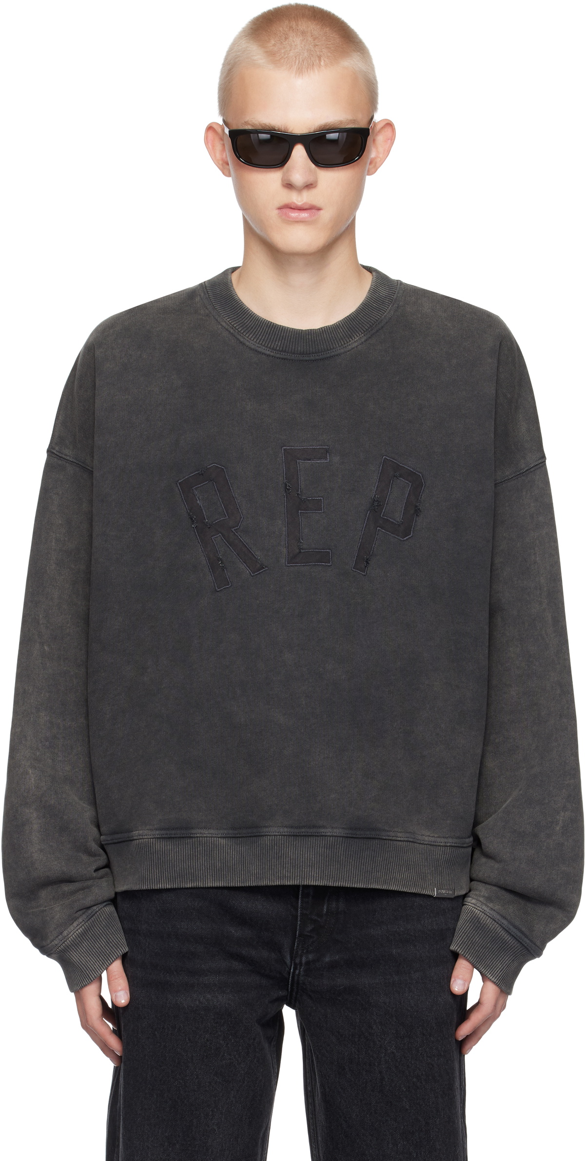 Represent Black 'Rep' Applique Sweatshirt Represent