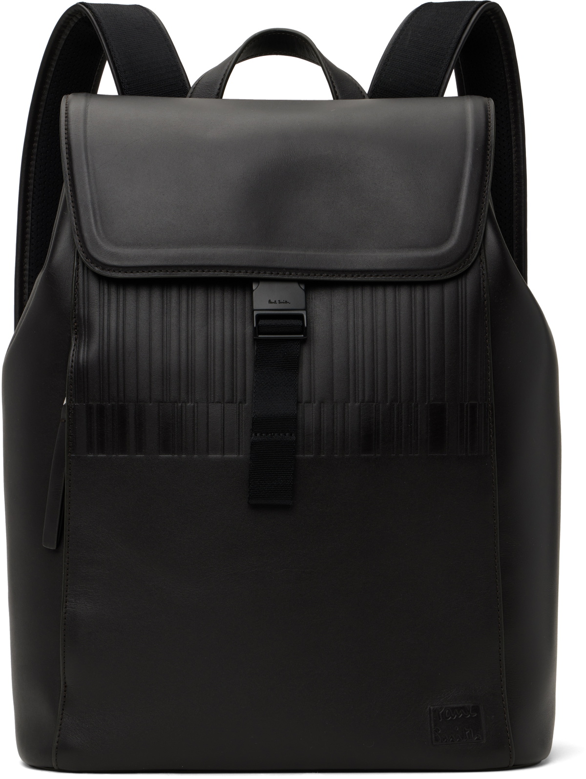 Paul Smith Brown Leather Shadow Stripe Backpack Paul Smith