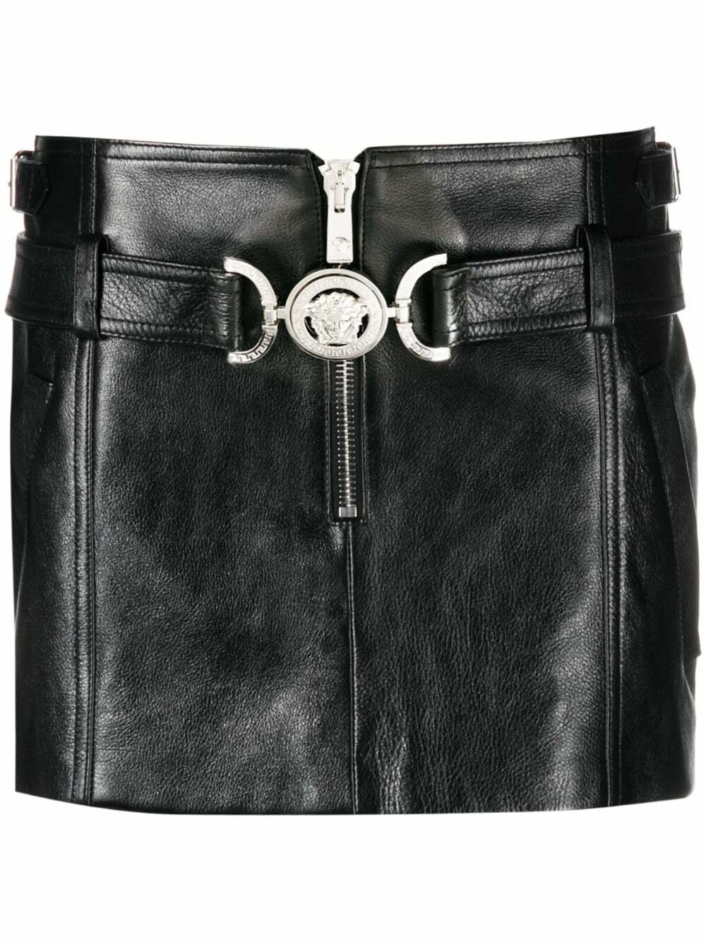 VERSACE - Belted Leather Mini Skirt Versace