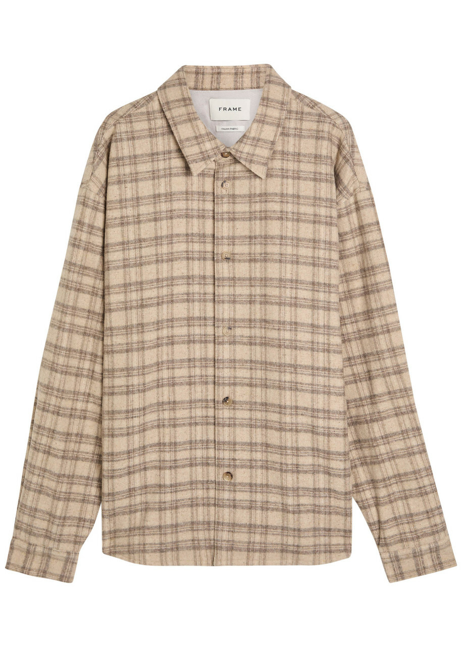 Frame Wool and Silk-blend Flannel Overshirt Brown Frame Denim