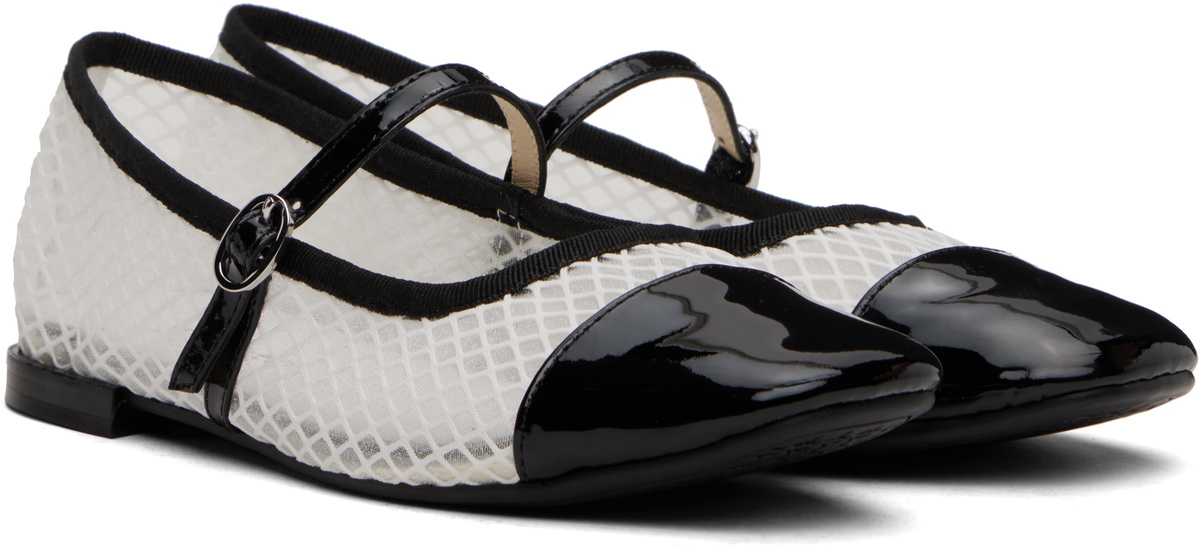 Repetto White & Black Georgiana Mesh Mary Jane Ballerina Flats Repetto