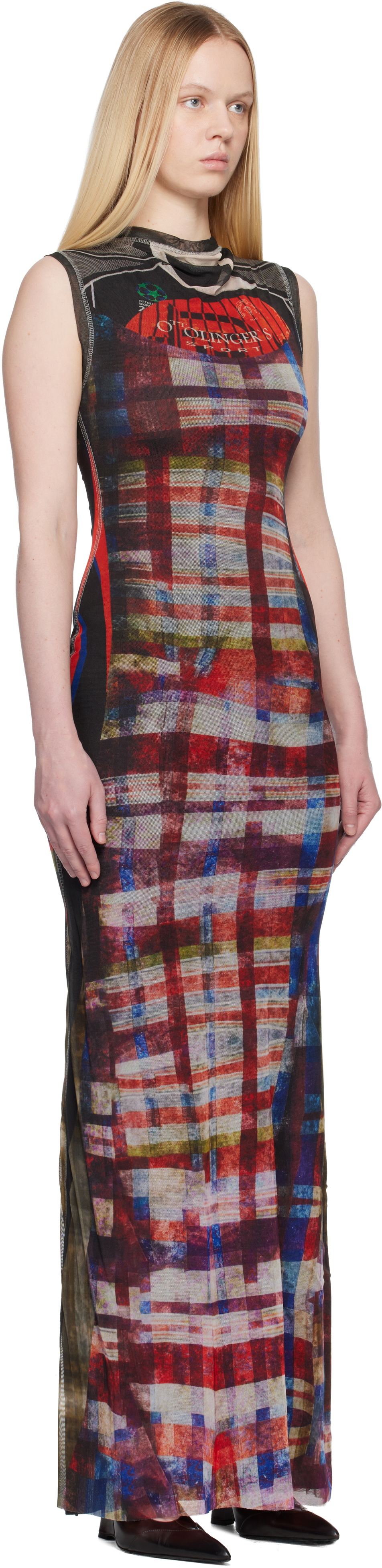 Ottolinger Red & Black Mesh Maxi Dress Ottolinger