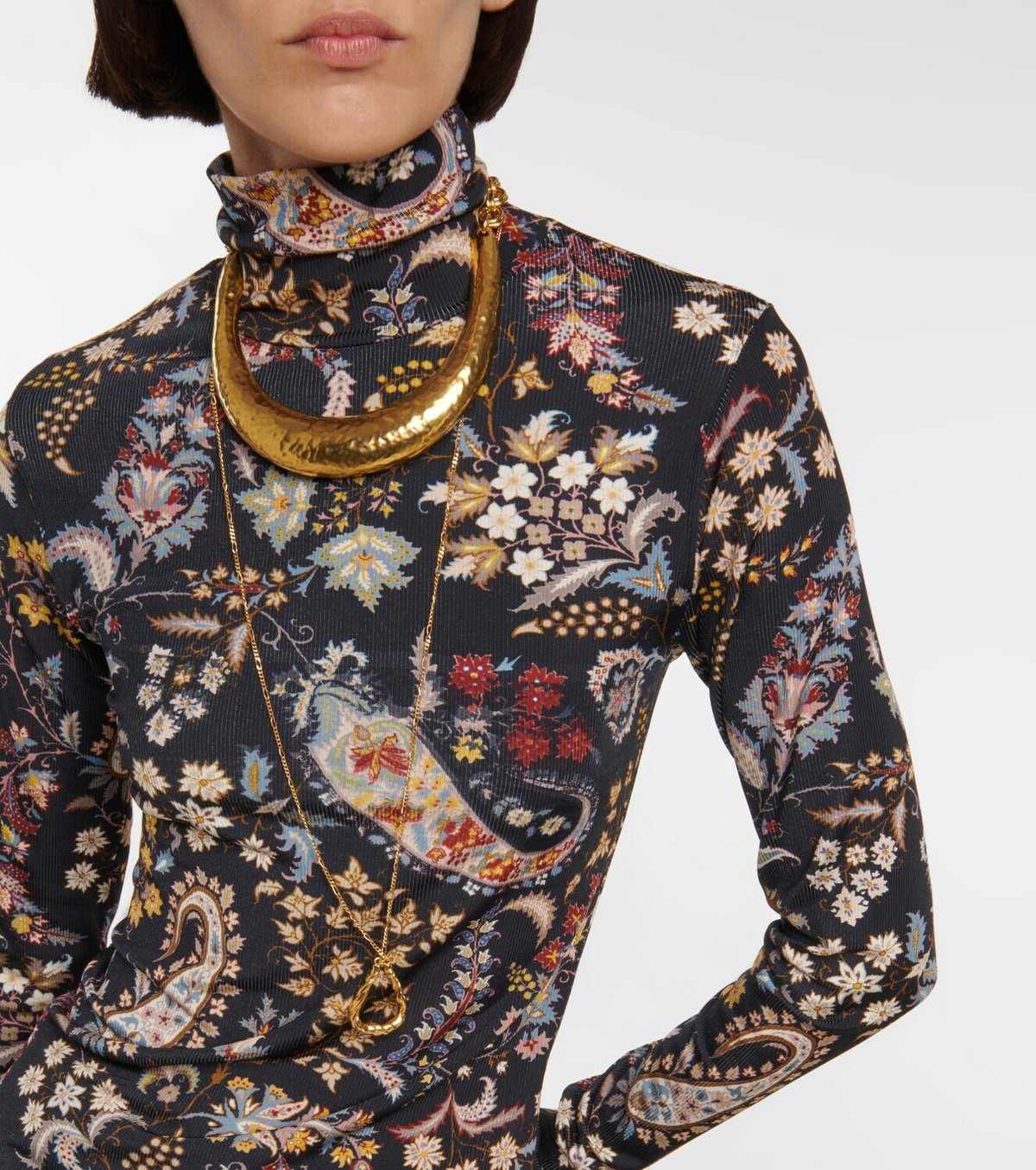Etro - Paisley high-neck jersey top Etro