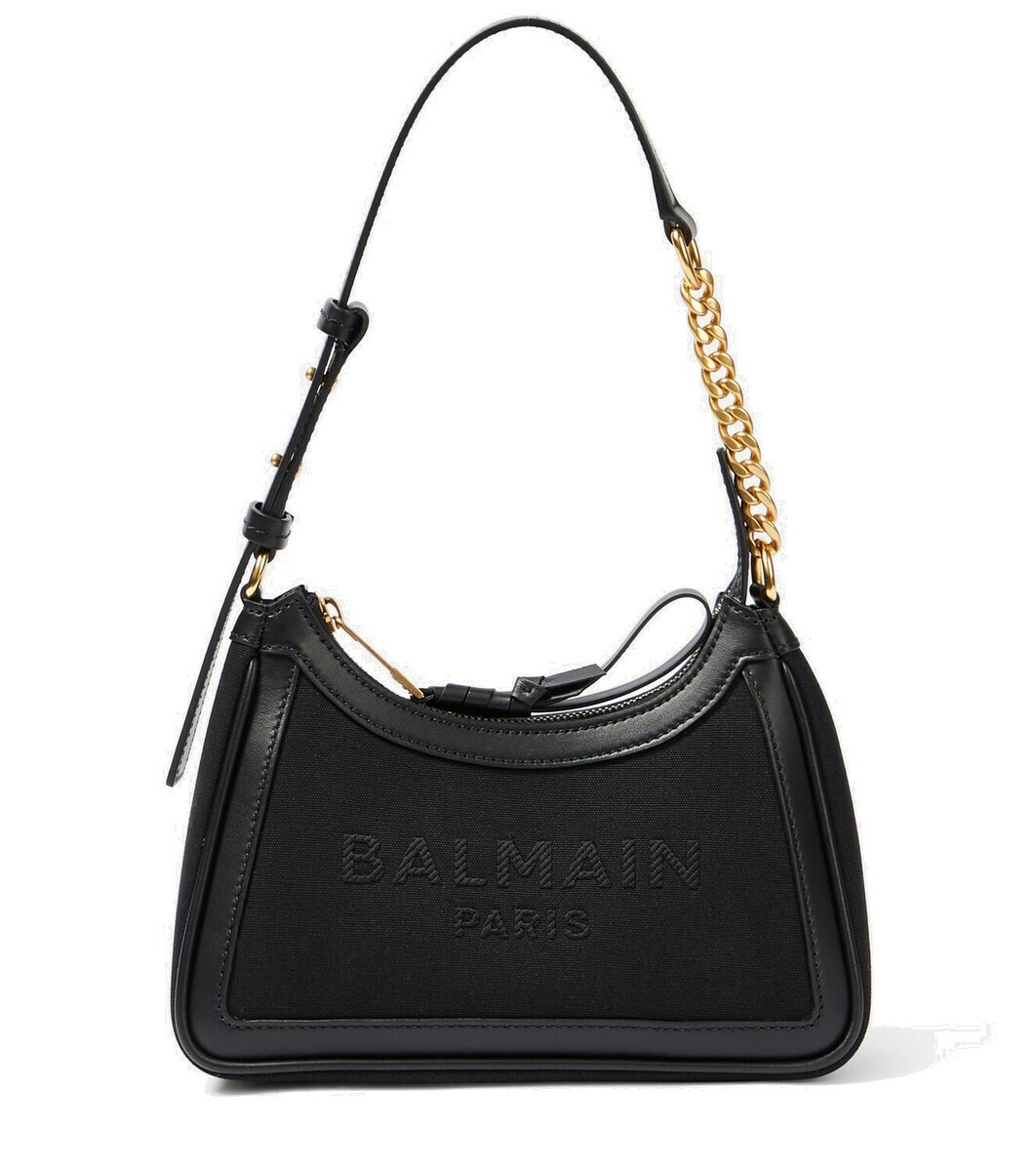 Balmain Leather-trimmed canvas shoulder bag Balmain