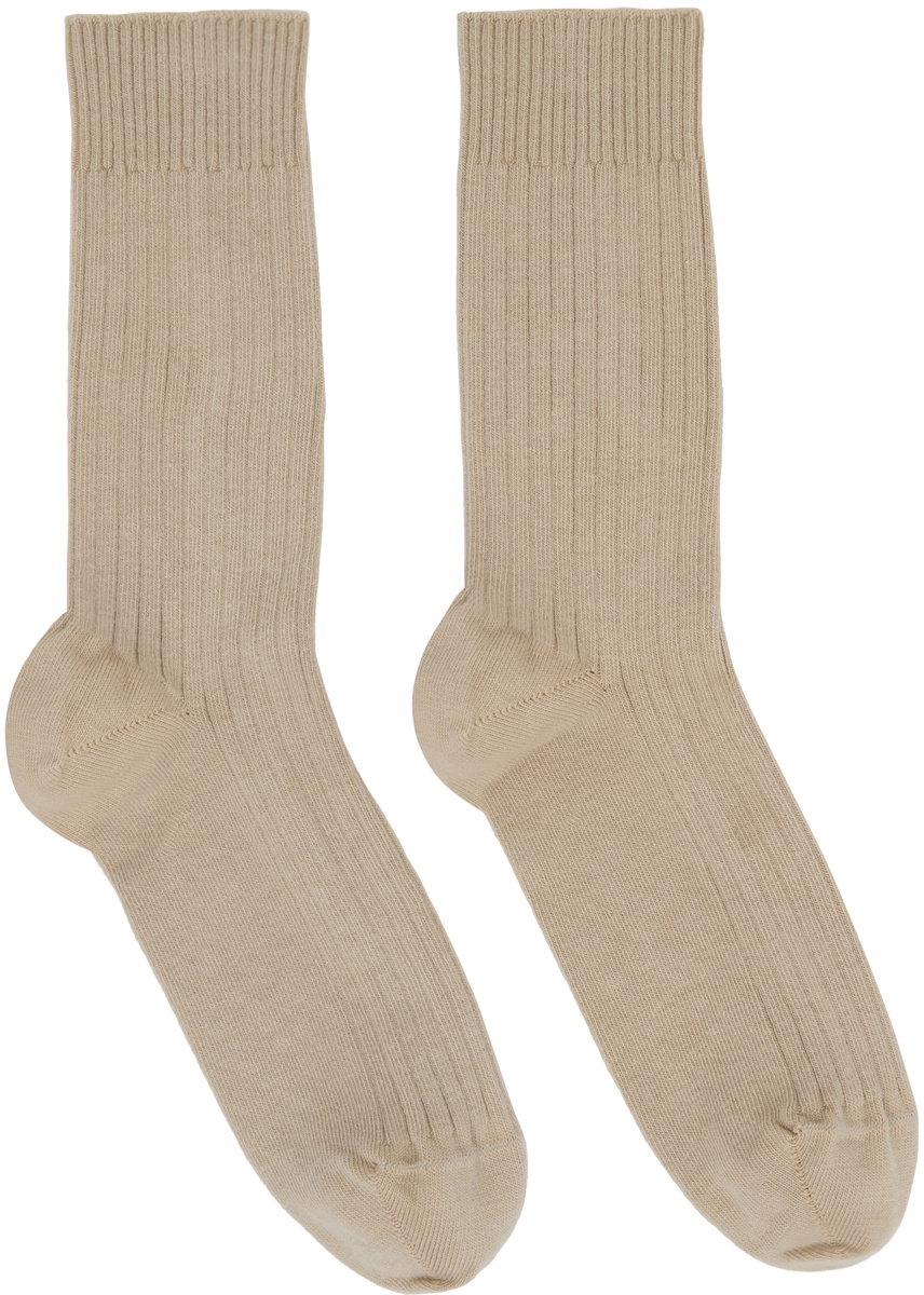 Baserange Beige Rib Ankle Socks Baserange
