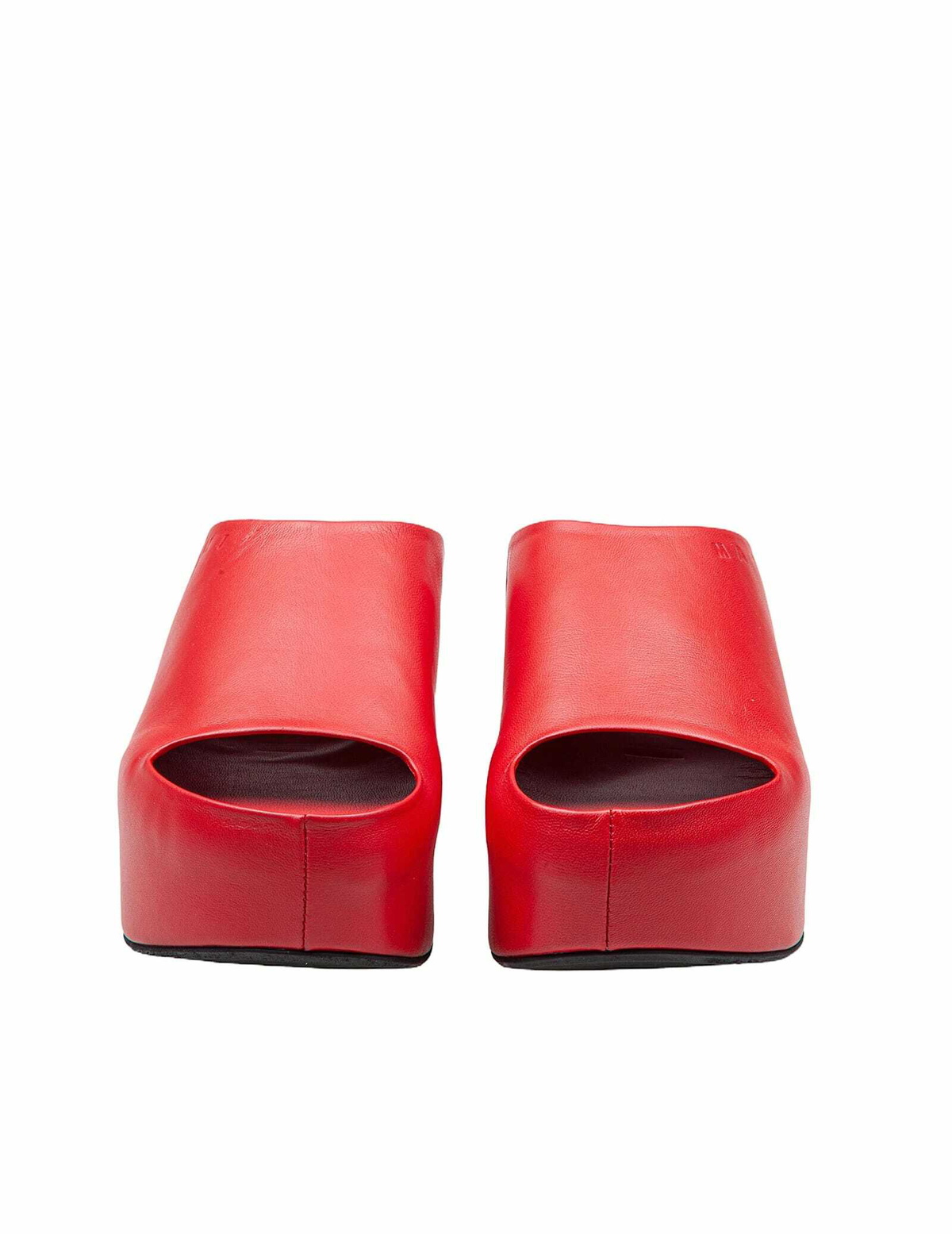 Marni Slide With Chunky Clog In Red Leather Marni