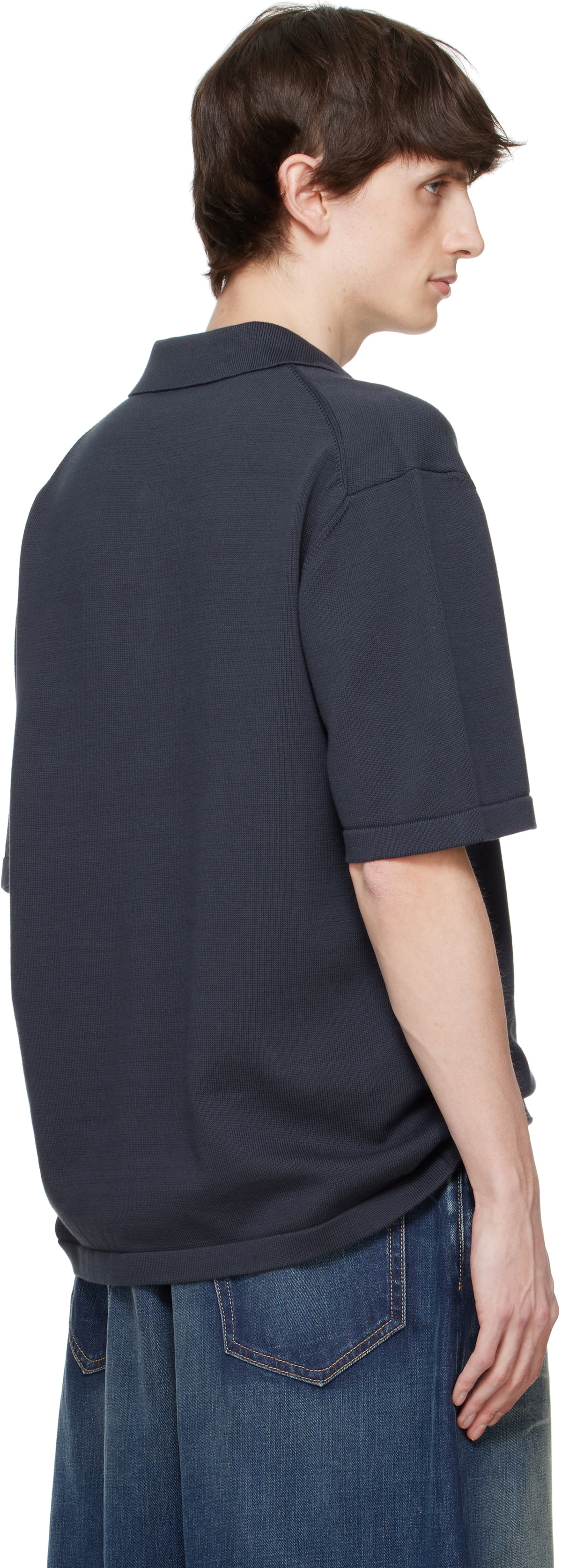 Maison Kitsuné Gray Bold Fox Head Embroidered Knitted Polo Maison Kitsune