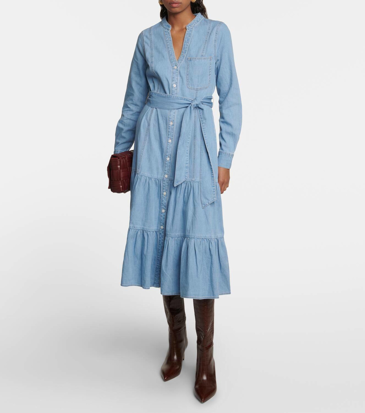 Veronica Beard Belted denim midi dress Veronica Beard