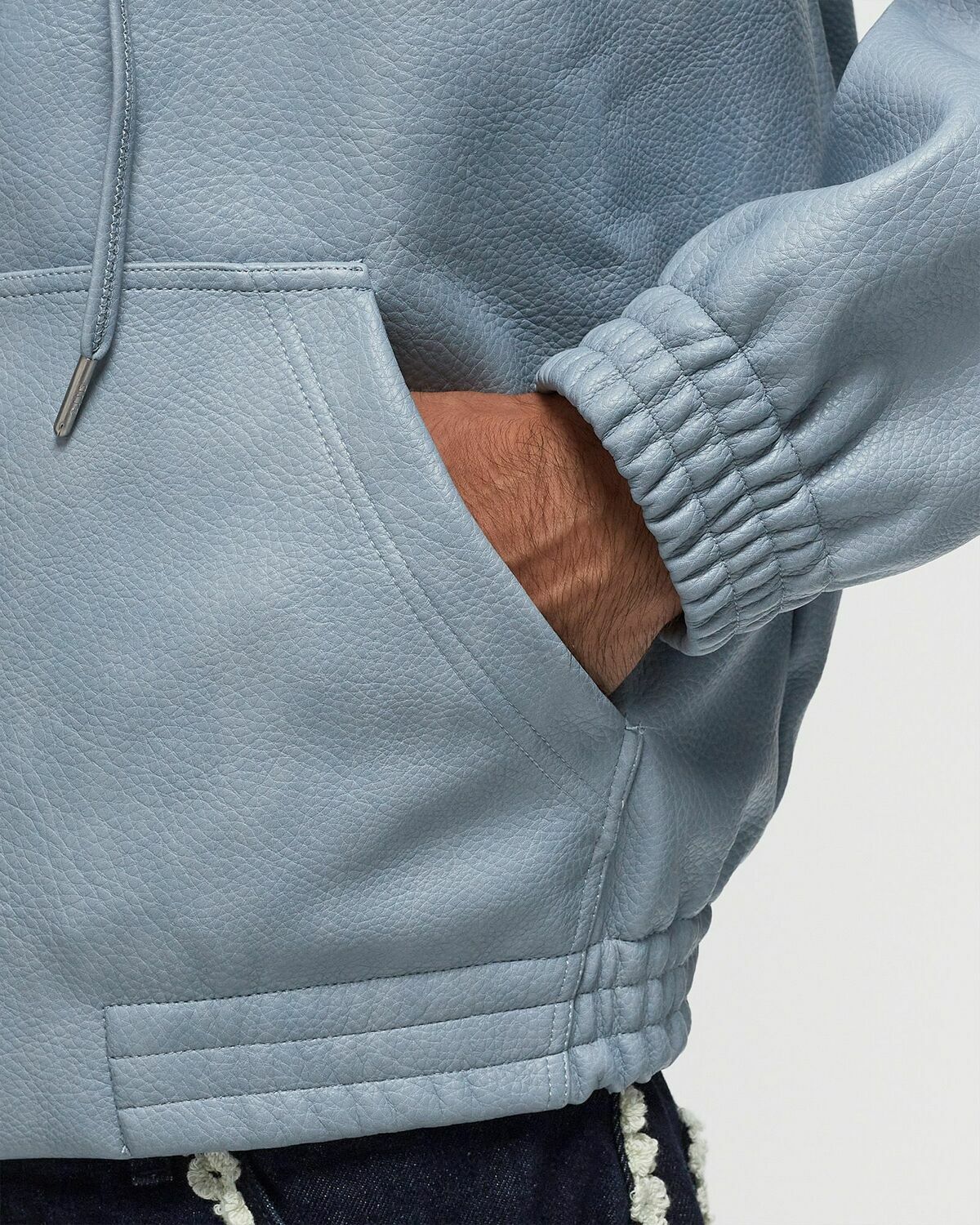 Arte Antwerp Leather Hoodied Jacket Blue Bomber Jackets Arte Antwerp