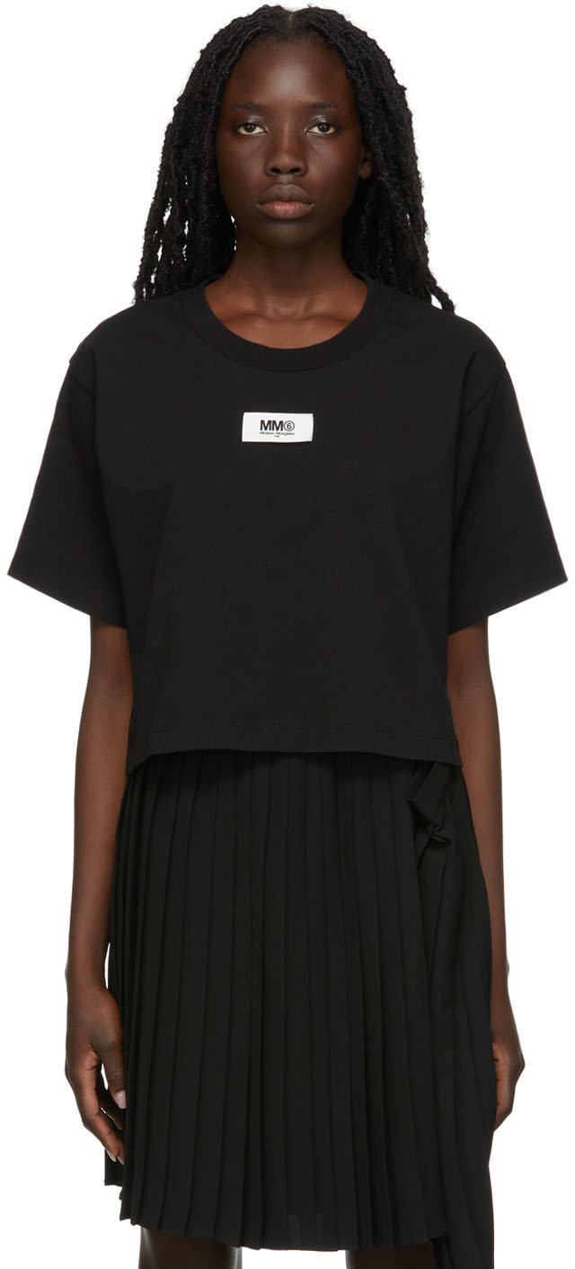 MM6 Maison Margiela Black Logo Label T-Shirt MM6 Maison Margiela